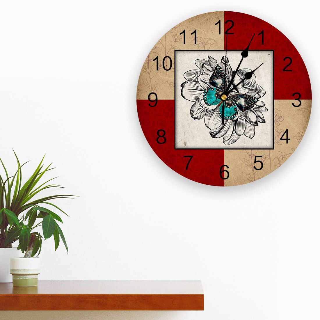 Butterfly Flower RetroWall Clock Home Decor Bedroo... – Grandado
