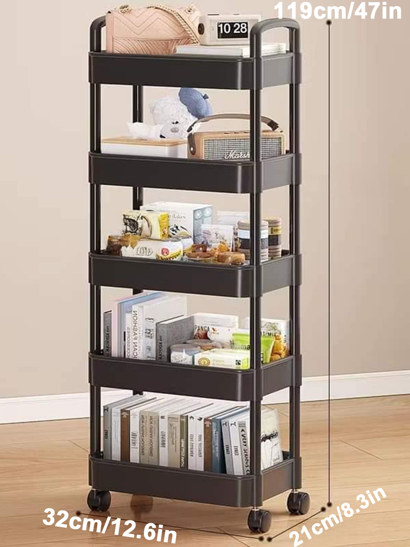 3-5 Tier Rolling Storage Shelf Trolley, Kitchen St... – Grandado