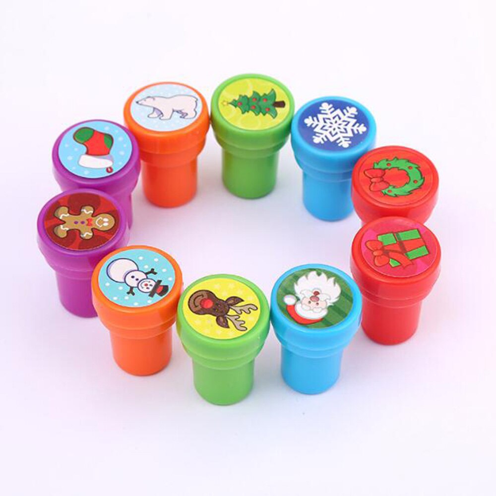10Pcs Christmas Tree Snowman Deer Kids Seal Stamp ... – Grandado