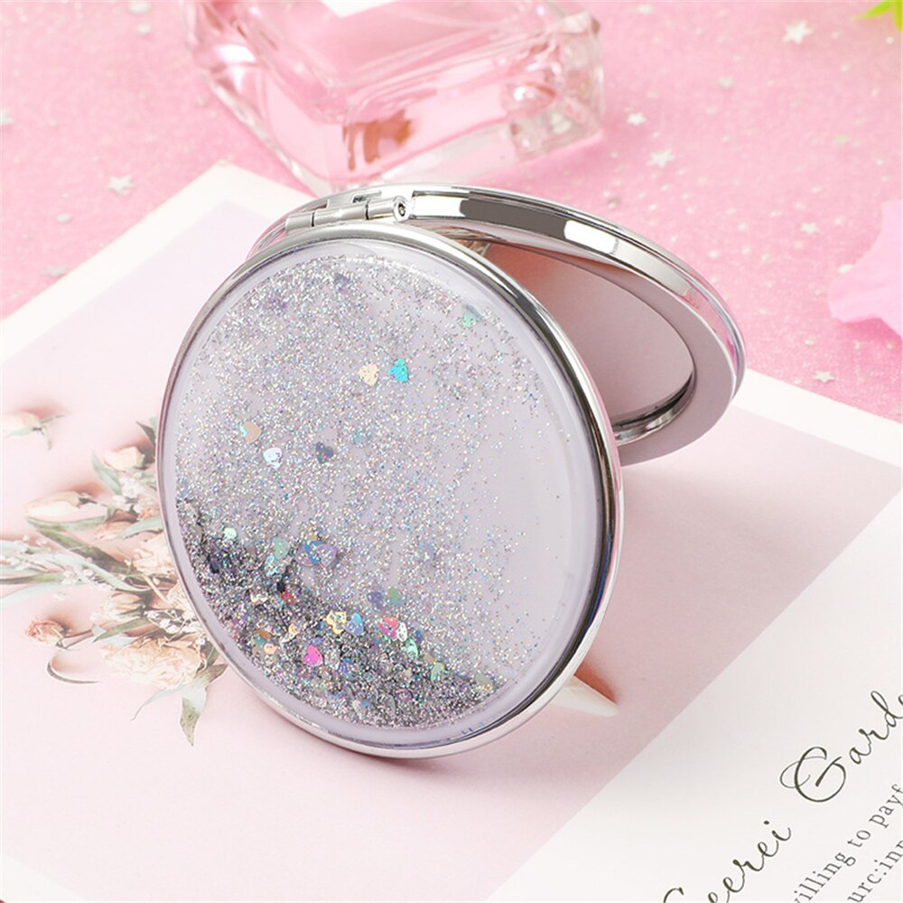 Shiny Quicksand Makeup Mirror Portable Hand Mirror... – Vicedeal