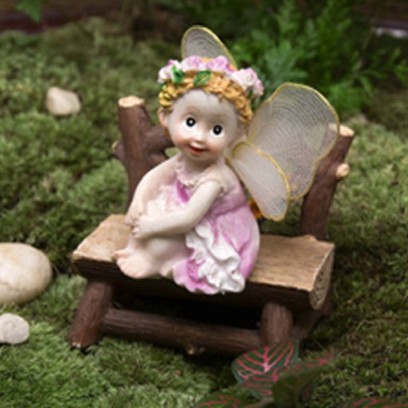 Cute Fairy Flower Angels Ornament Miniatures Resin... – Grandado