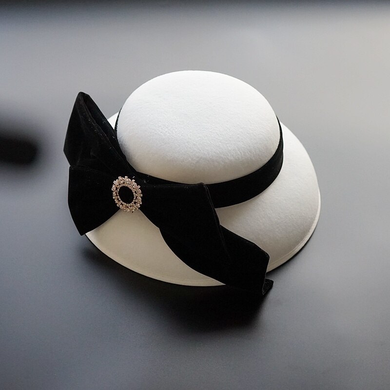 French British Hepburn Style Bowknot White Fedora ... – Vicedeal