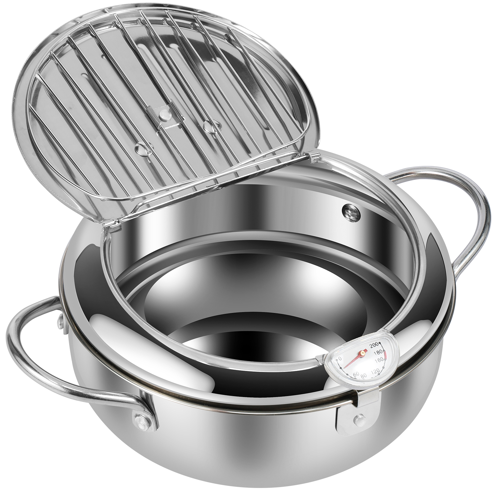 Friteuse Pot Met Zeef Mand En Thermometer Roestvri... – Vicedeal