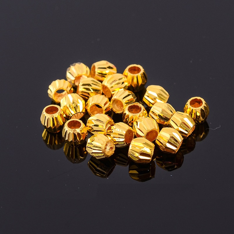 1PCS Real 24K Yellow Gold Bead Luck Faced Bead Loo... – Vicedeal