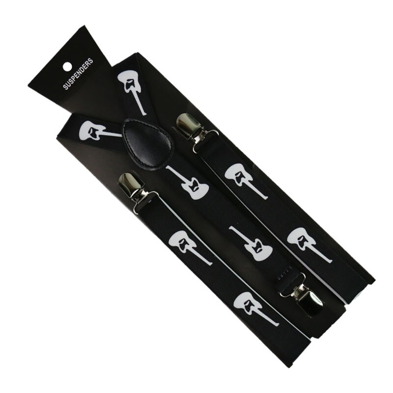 Winfox Vintage Guitar Poker Print Suspenders 2.5cm... – Vicedeal