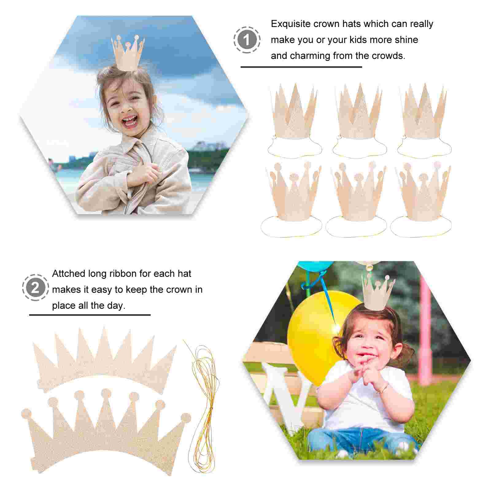 6Pcs Birthday Crown Hats Exquisite Chic Glitter De... – Grandado