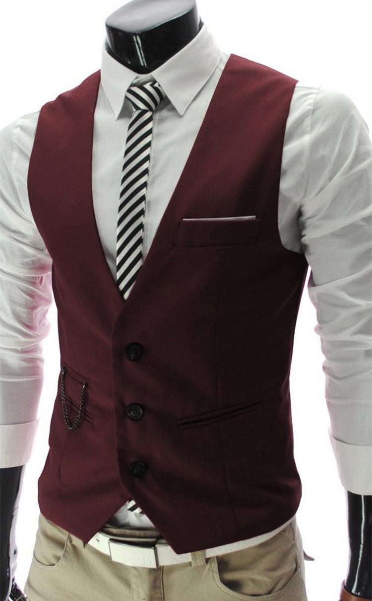 M-3XL Men's Business Casual Slim Vests Men Solid C... – Vicedeal