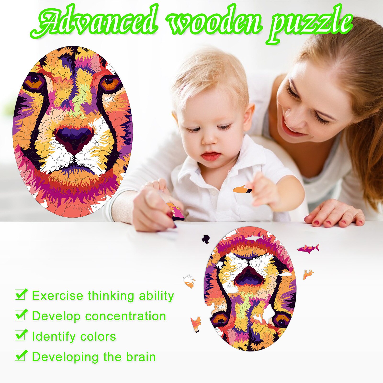 Wooden Puzzle Unique Wooden Puzzle Unique Shape Pi... – Grandado