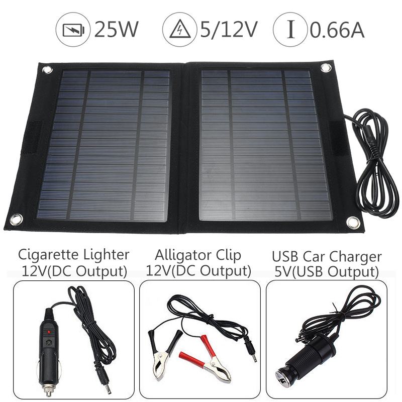 12V/5V 25W Folding Solar Panel Foldable Portable P... – Vicedeal
