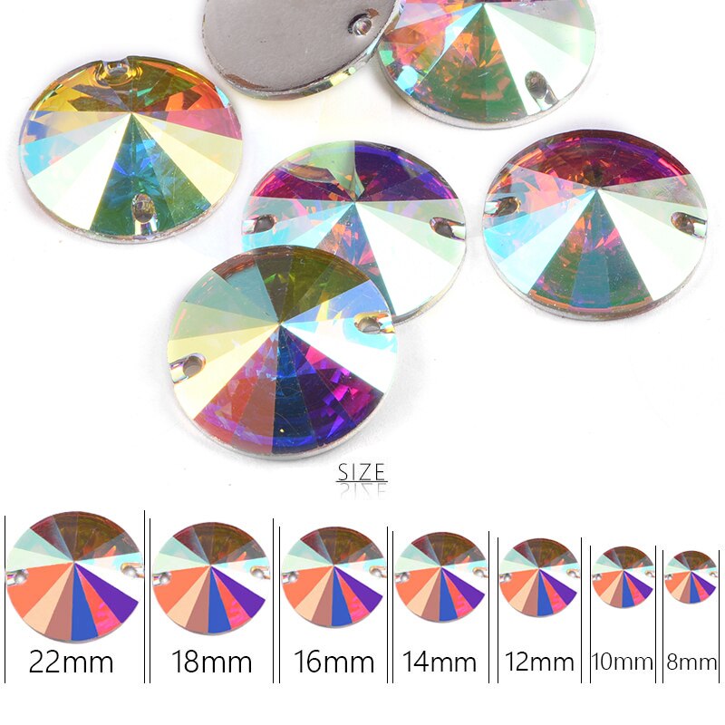 Round Rivoli Silver Back Resin Sew On Rhinestones ... – Vicedeal