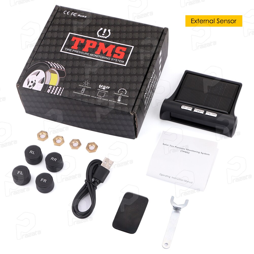 Solar Car Tyre Pressure Alarm TPMS TY02A Tyre Pres... – Vicedeal