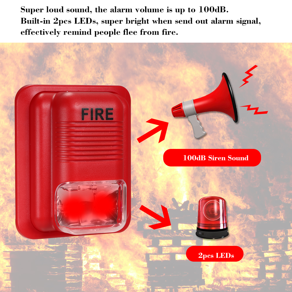 Fire Alarm Warning Strobe Siren Horn Sound & Strob... – Grandado