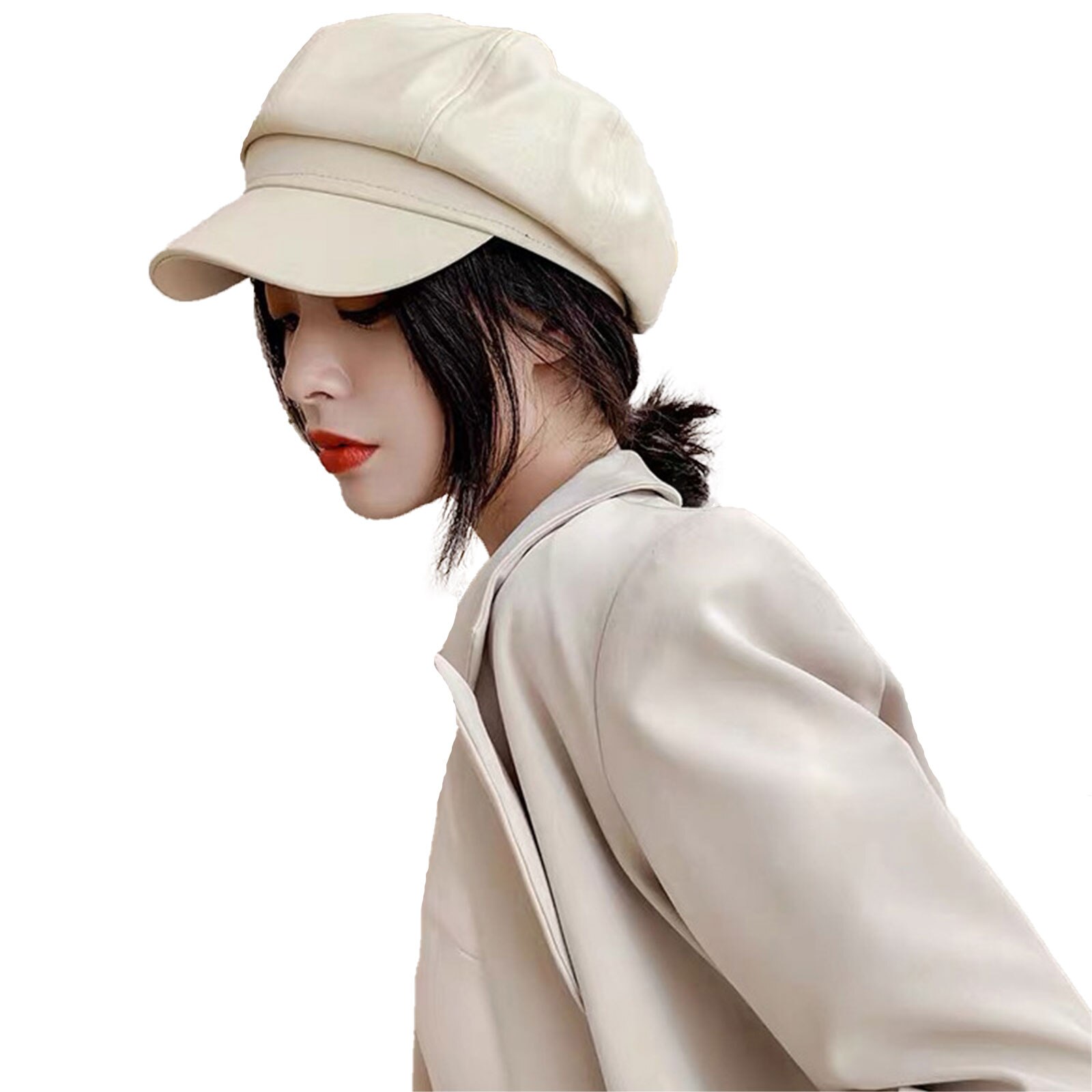 Women's Leather Octagonal Hat PU Matte Korean Wate... – Vicedeal