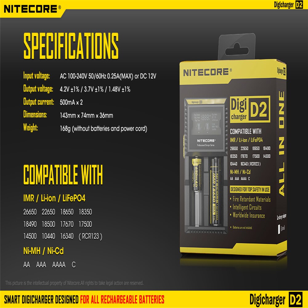 Original Nitecore D2 D4 Battery Charger LCD Smart ... – Grandado