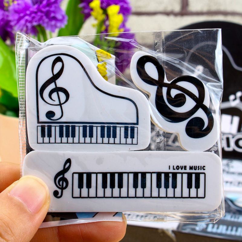 3pcs/set Musical Piano Notes Rubber Pencil Eraser ... – Grandado