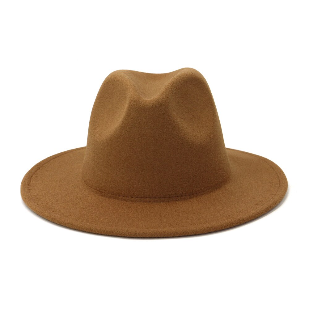 QBHAT Brown Red Patchwork Wool Felt Jazz Fedora Ha... – Grandado