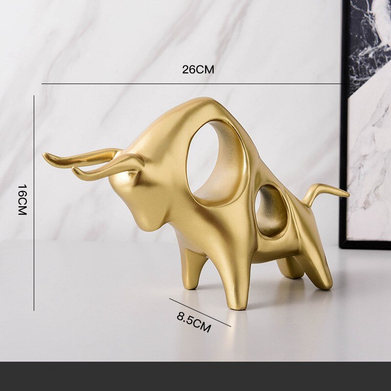 VILEAD Resin Abstract Bull Statue Animal Ornaments... – Grandado