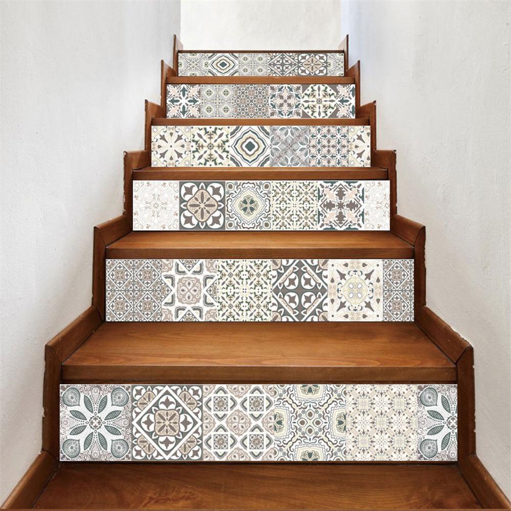 6pcs/set 3D Mandala Flower Staircase Stair Riser F... – Grandado