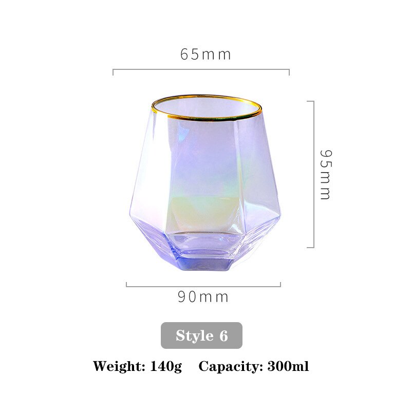 Crystal Diamond Water Glass with Gold Rim, Househo... – Vicedeal