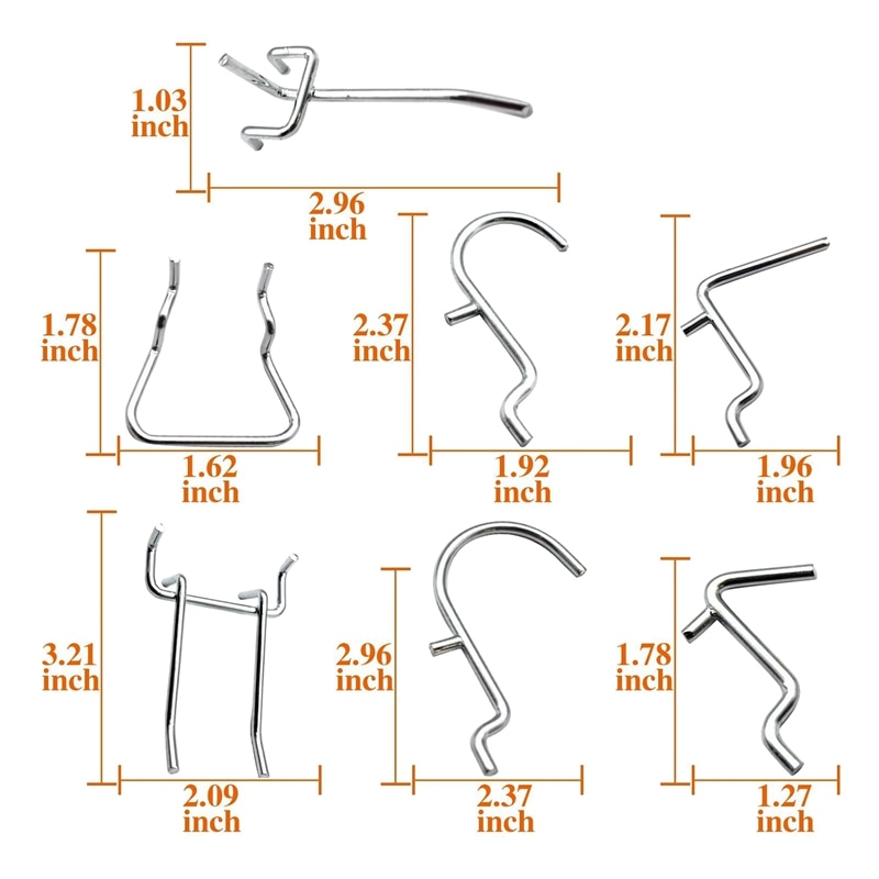 50 Piece Pegboard Hooks Assortment with Metal Hook... – Grandado