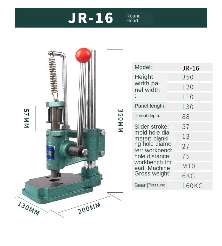JH16 /JR16 Hand Persmachine Handleiding Persen Mac... – Grandado