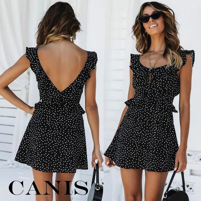 Lovely Women Sleeveless Wrap Boho Polka Dot Loose ... – Vicedeal