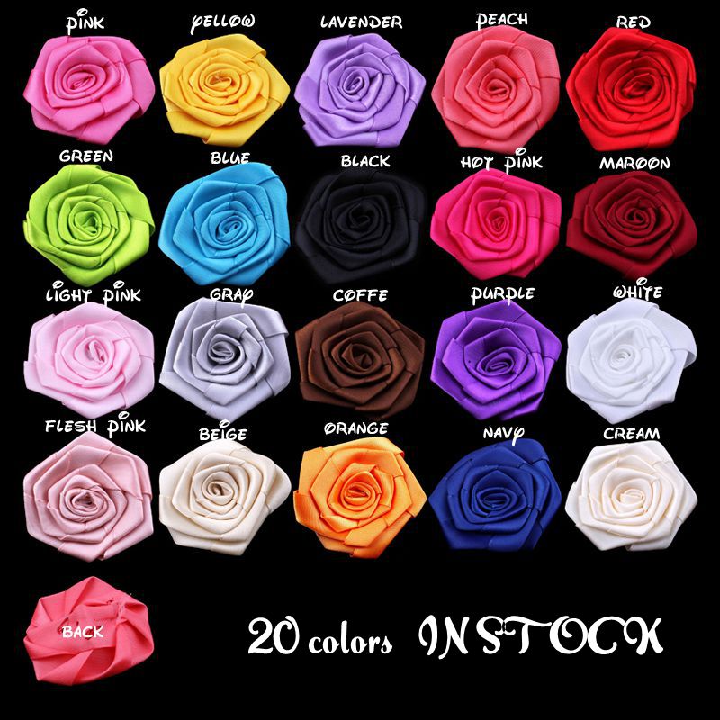 200pcs/lot 2.4" 20Colors Satin Ribbon Rose Artific... – Grandado