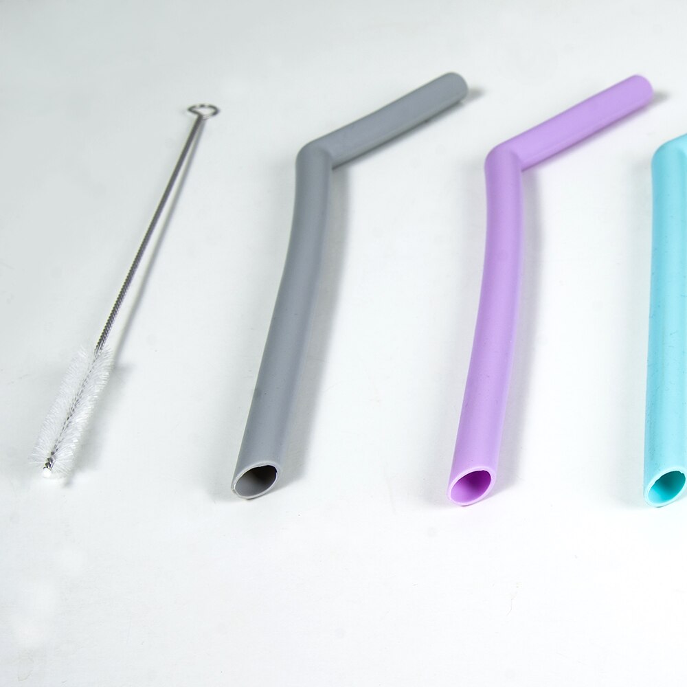 7Pcs Reusable Silicone Drinking Straws Set Bent/ S... – Grandado