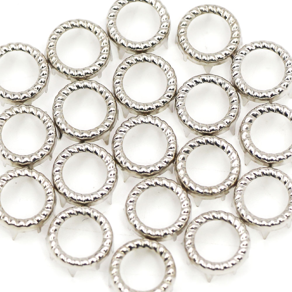 100 st 12mm runda ihåliga nitar metall sliver klo ... – Grandado