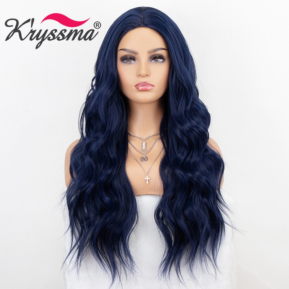 Kryssma Blue Wigs For Women Long Wavy Synthetic Wi... – Grandado