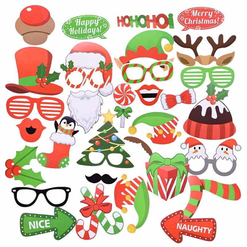1Set Christmas Photo Booth Props Funny Funny Mask ... – Grandado