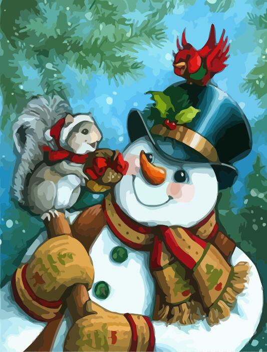 HUACAN DIY Oil Painting Snowman Kits Drawing Canva... – Grandado