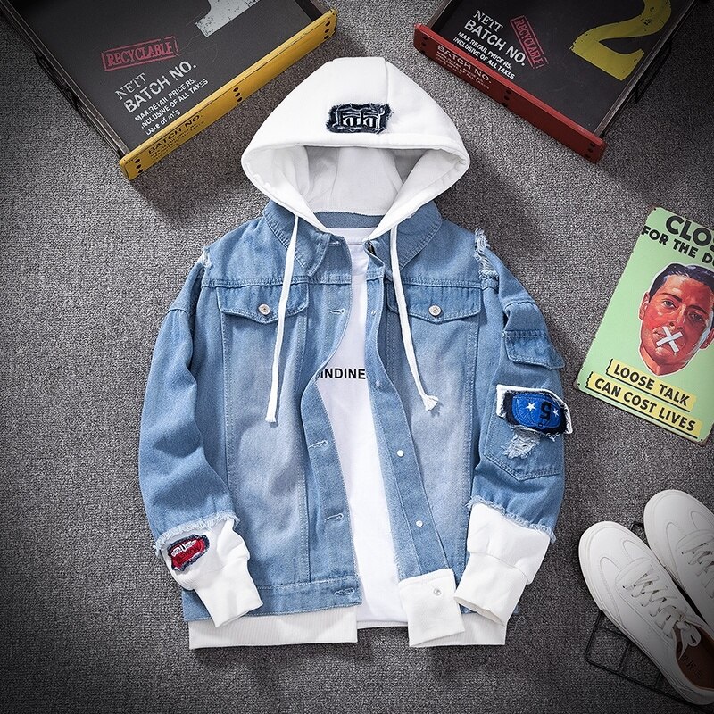Mannen Cool Trendy Hooded Denim Jas Man Casual Los... – Vicedeal