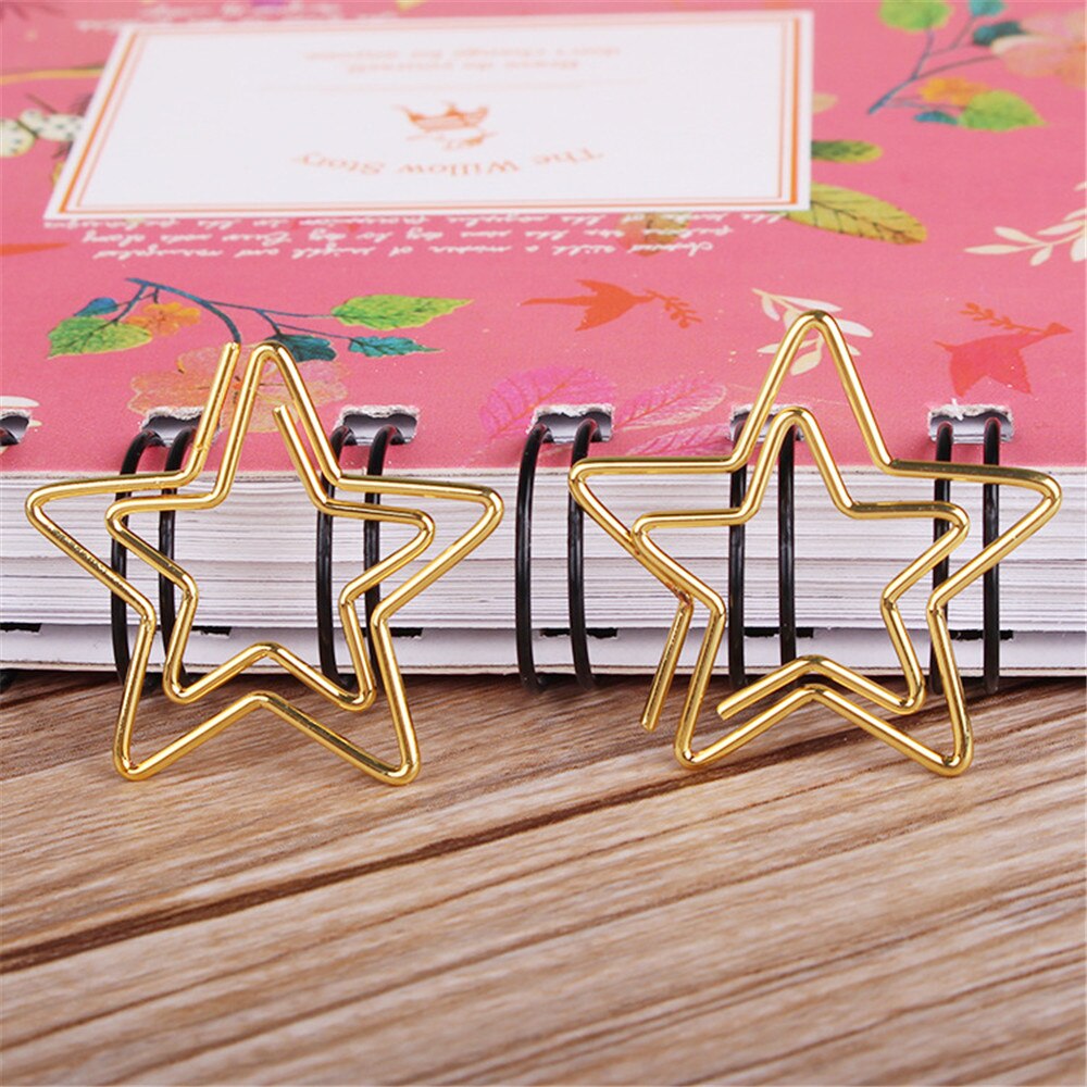 12 Pcs/Box Kawaii Five Pointed Star Paper Clip Gol... – Grandado