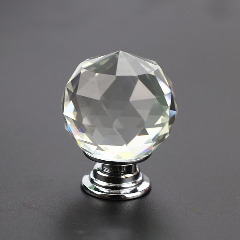 Transparent Round 30mm Crystal Diamond Glass Door Handle Cabinet Drawer ...