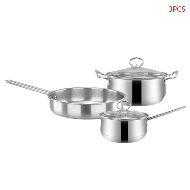 3pcs/set Stainless Steel Cookware Set Flat Bottom ... – Grandado