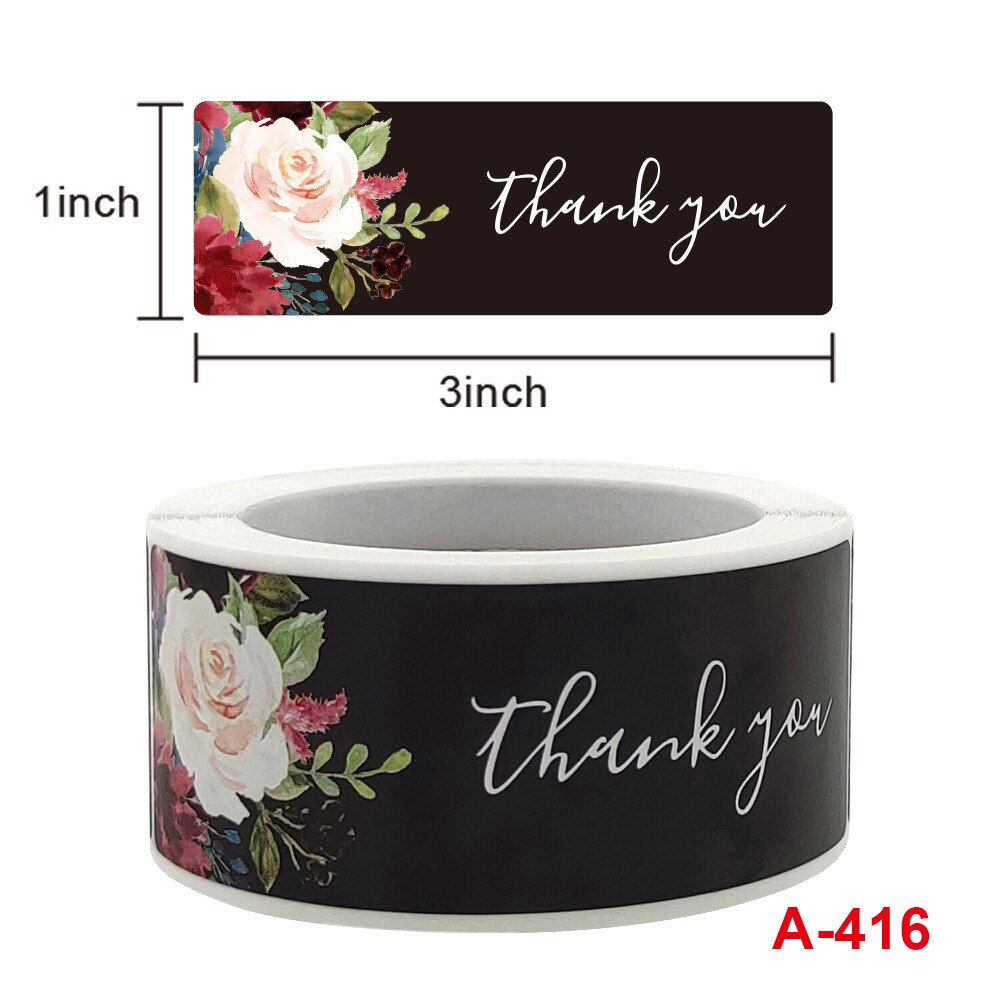 Flower Rose Rectangle Thank You Stickers Rolls 1*3... – Vicedeal