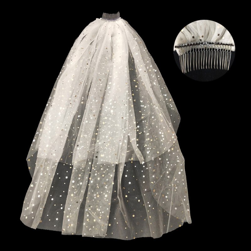 Bling Bling Wedding Veil Short Bridal Veil Shiny w... – Grandado