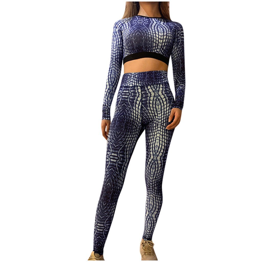 Women Sports Suit Snake Printed Long Sleeve Gym To... – Vicedeal