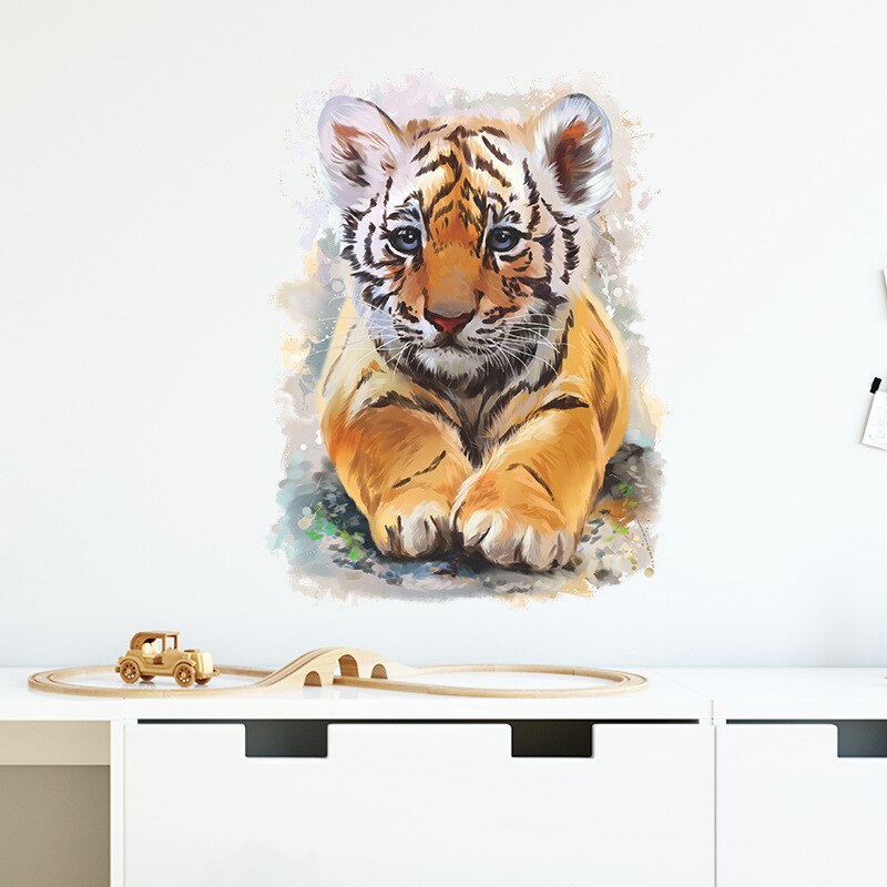 3D Tiger Animal Wall Stickers Wallpaper Kids Bedro... – Grandado