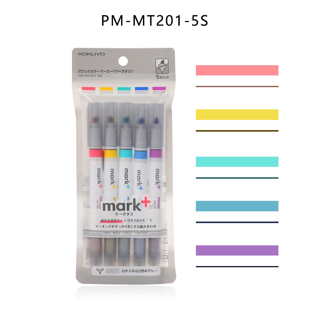 5 Pcs/set KOKUYO Cute Double Head Marker Highlight... – Grandado