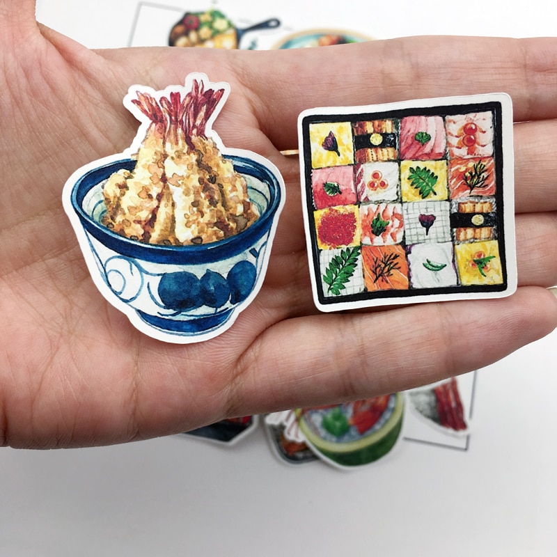 35pcs watercolor Japanese Sushi stickers aesthetic... – Grandado