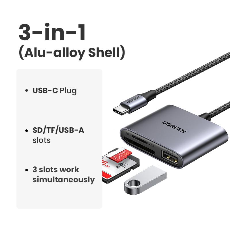 Ugreen Kaartlezer Type C Naar Usb Sd Micro Sd Tf C... – Vicedeal