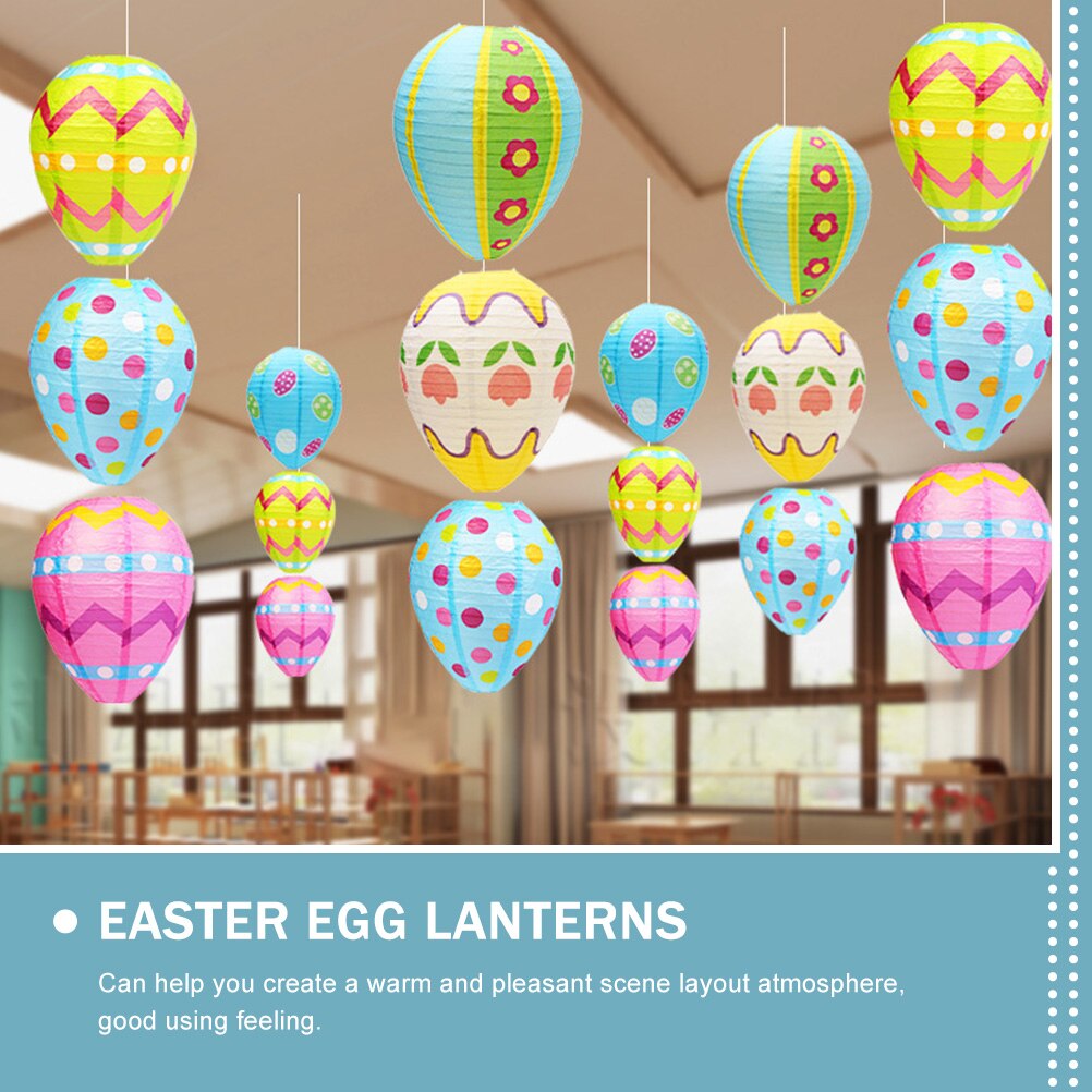 2Pcs Easter Hanging Egg Shape Hanging Lanterns DIY... – Vicedeal
