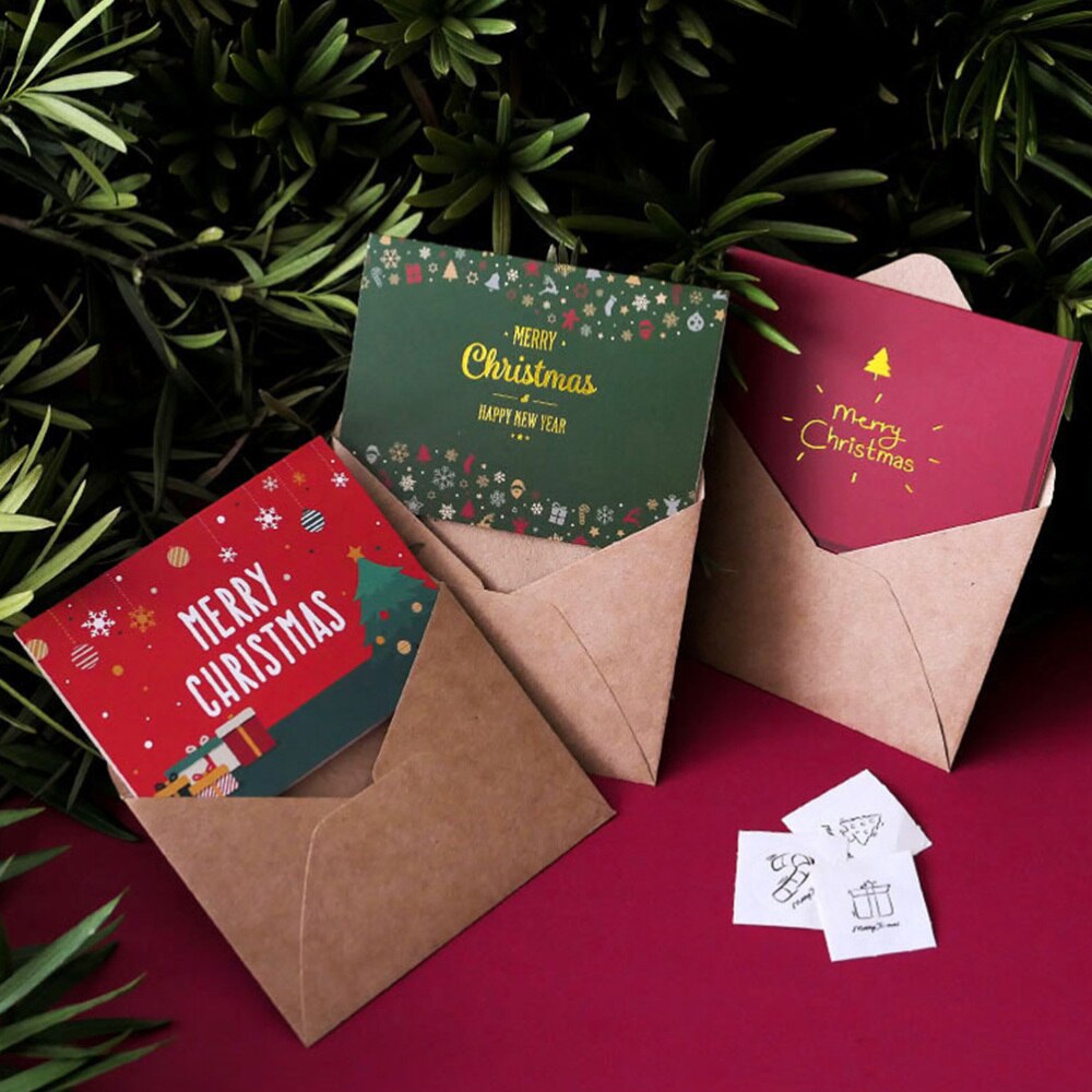 12 Pcs Retro Christmas Greeting Cards Printed Merr... – Grandado