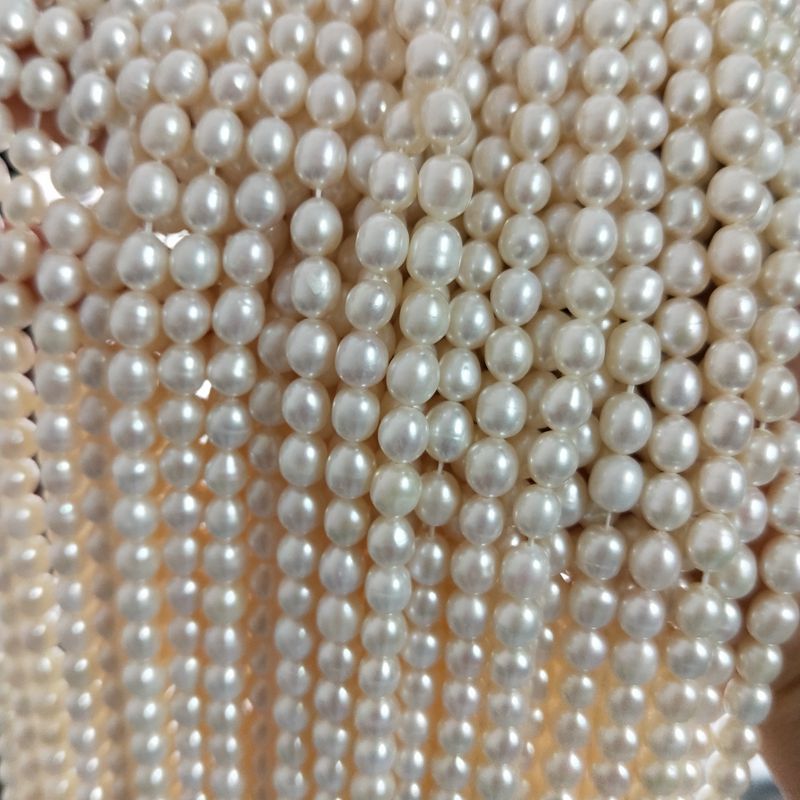 Freshwater Seed Pearl Strand White 4mm Small Rice ... – Grandado