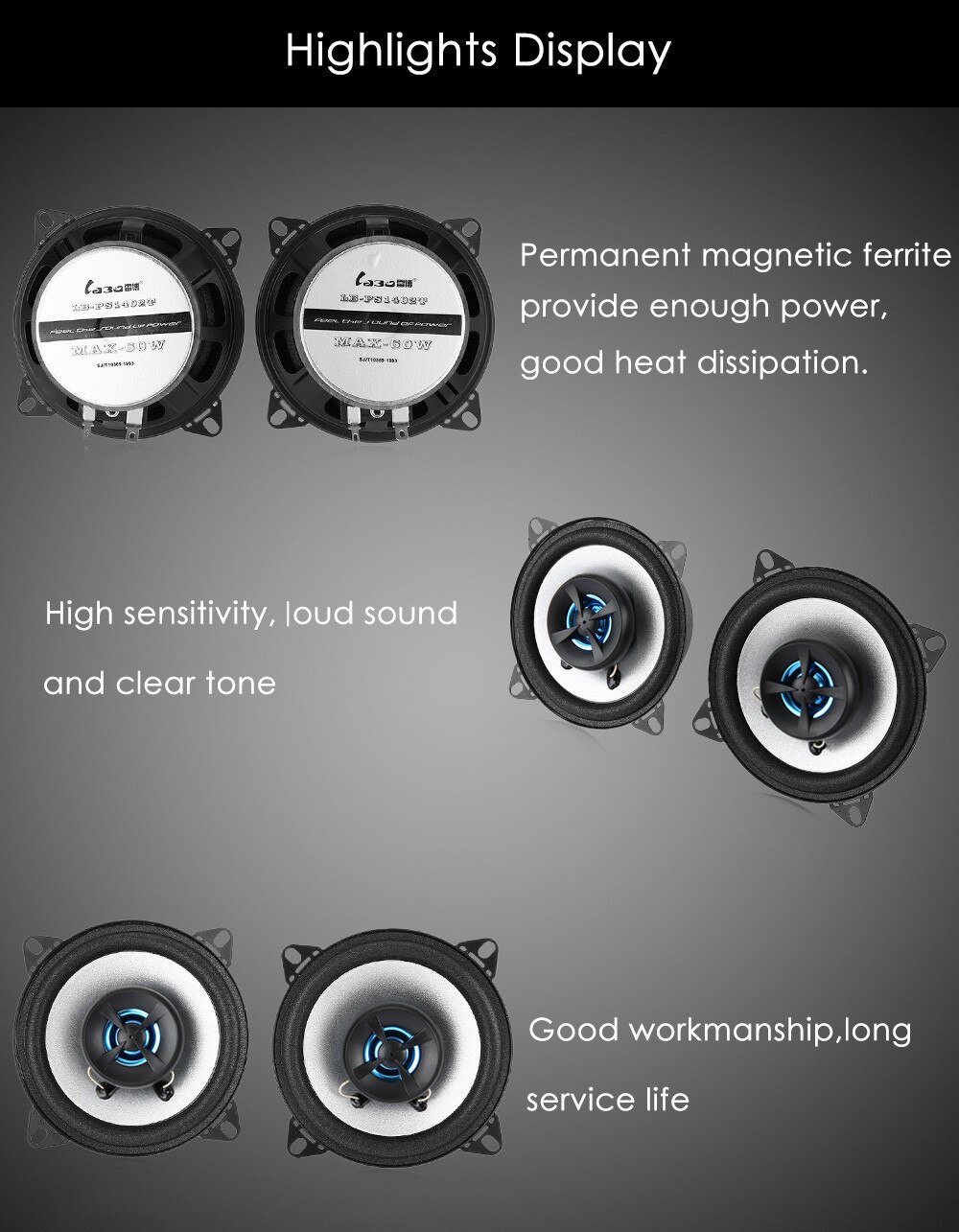 LABO Paired Car Coaxial Speaker Music Audio Auto S... – Grandado