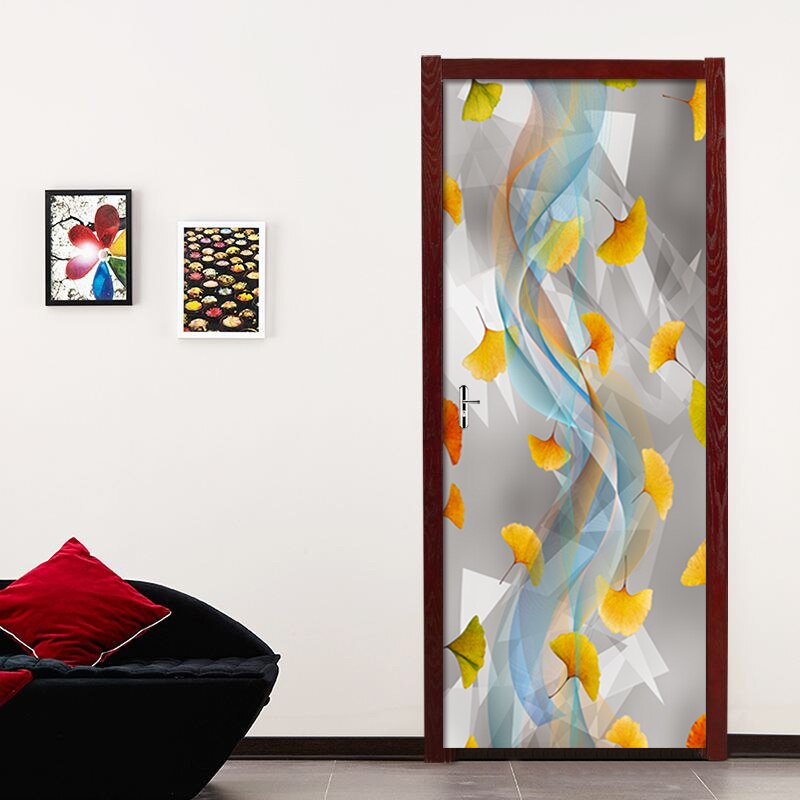 3D Door Sticker Color Smoke Maple Leaf Wallpaper P... – Grandado