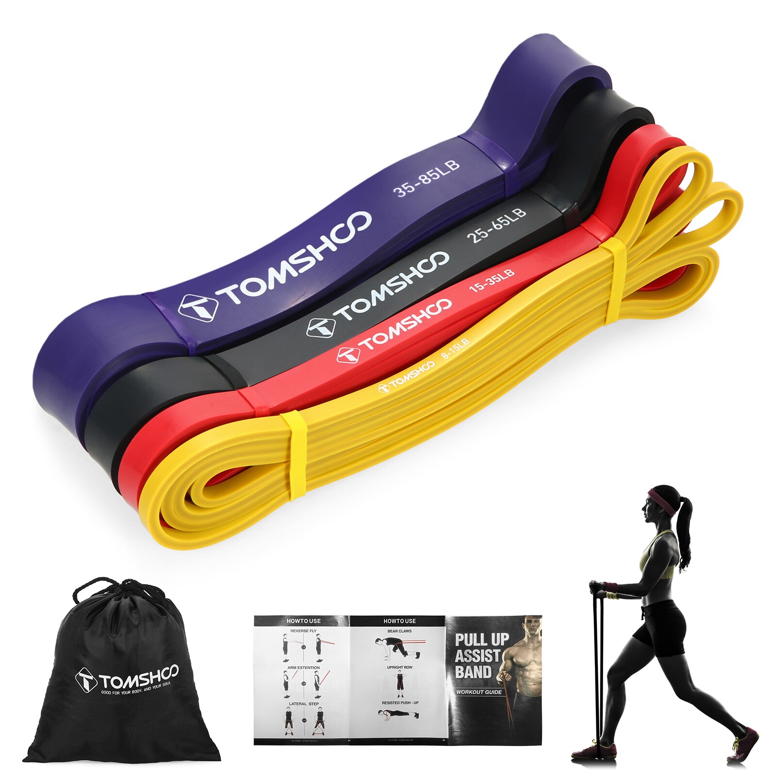 TOMSHOO Exercise Band Pull Up Assist Bands Set Res... – Vicedeal