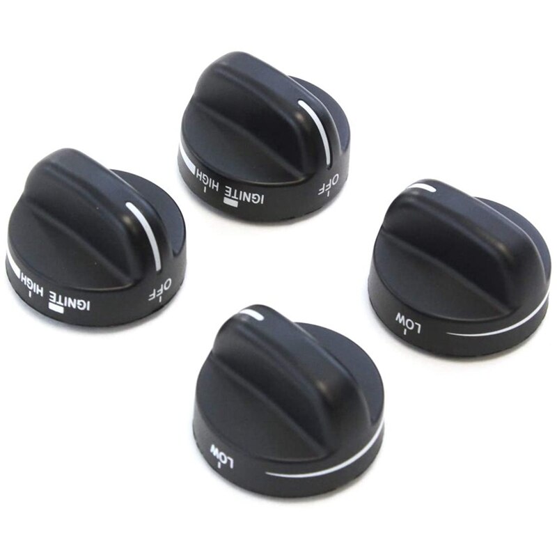 4 Range Top Surface Burner Knobs Black Replaces 82... – Grandado